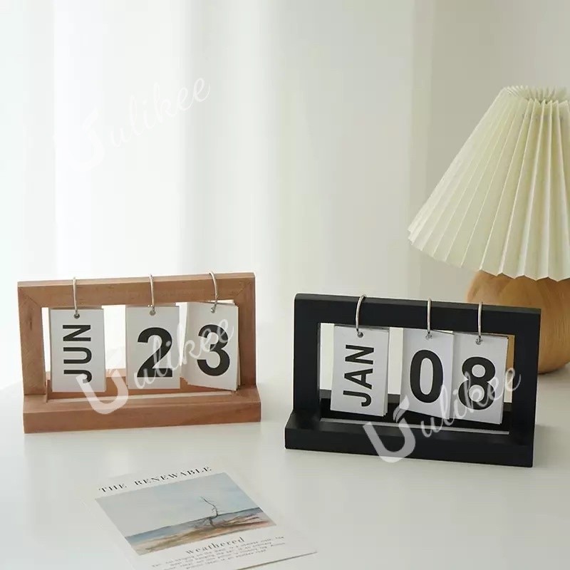 Shopcoins Nordic Style Wooden Perpetual Creative Desktop Chic Flip ...