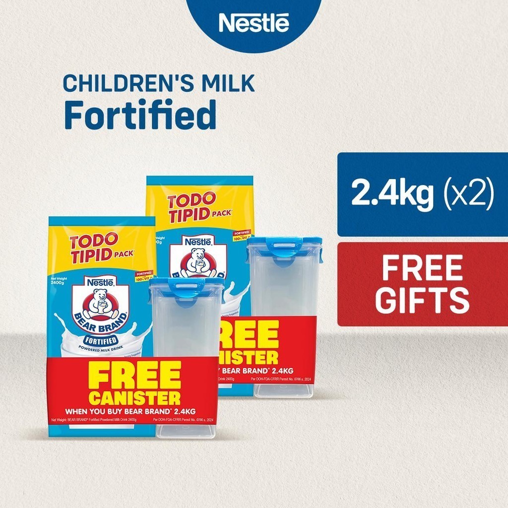 [FREE CANISTER] Bear Brand Fortified Powdered Milk Drink 2.4kg - Pack ...