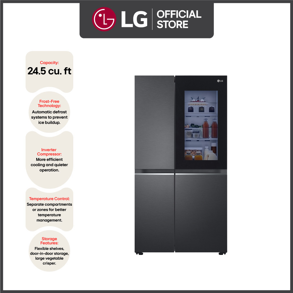 LG Refrigerator - 24.5 cu. ft. Side-by-Side Refrigerator with InstaView ...
