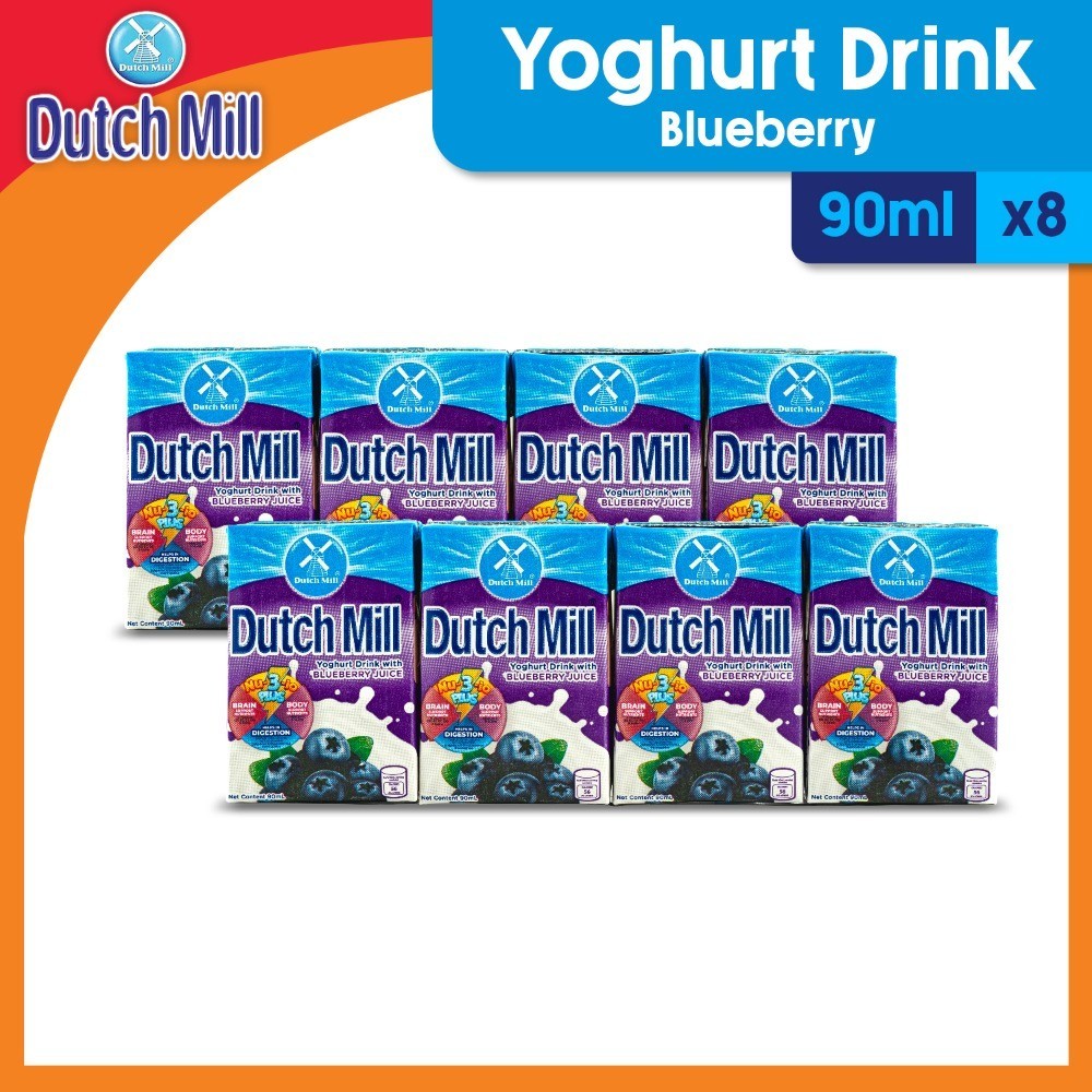 Dutch Mill Yoghurt Drink Blueberry Juice 90ml x 8 | Shopee Philippines