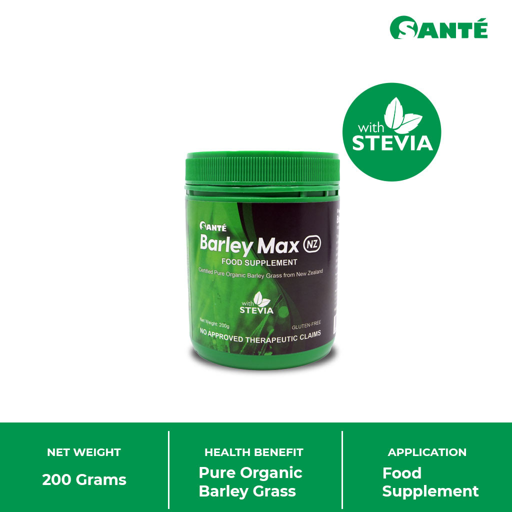 Sante Barley Max Powder 200g canister with Stevia Certified Organic ...