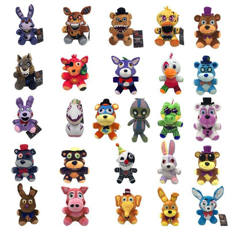 25cm FNAF Nightmare Freddy Bear Foxy Bonnie Plush Toys Five Nights at ...