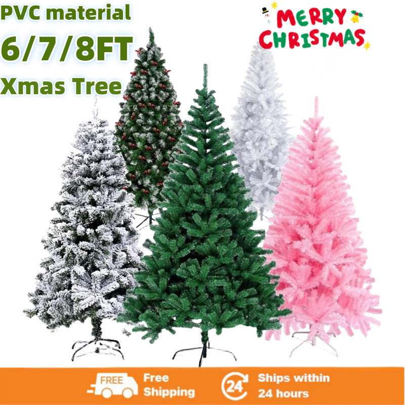 Christmas Tree 6/7/8 FT Green Pink Snow Berry Pine Multi-style X-Mas ...