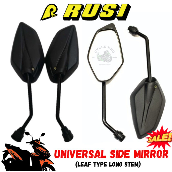 RUSI FLAIR 125 Side Mirror Universal Stock LEAF Type Long Stem 052 ...