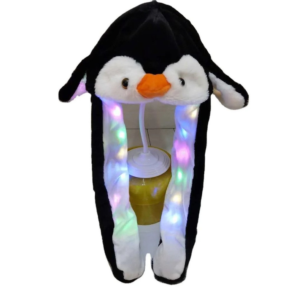 Jumping Funny Bunny Plush Hat For Girls With Air Pump And Movable ...