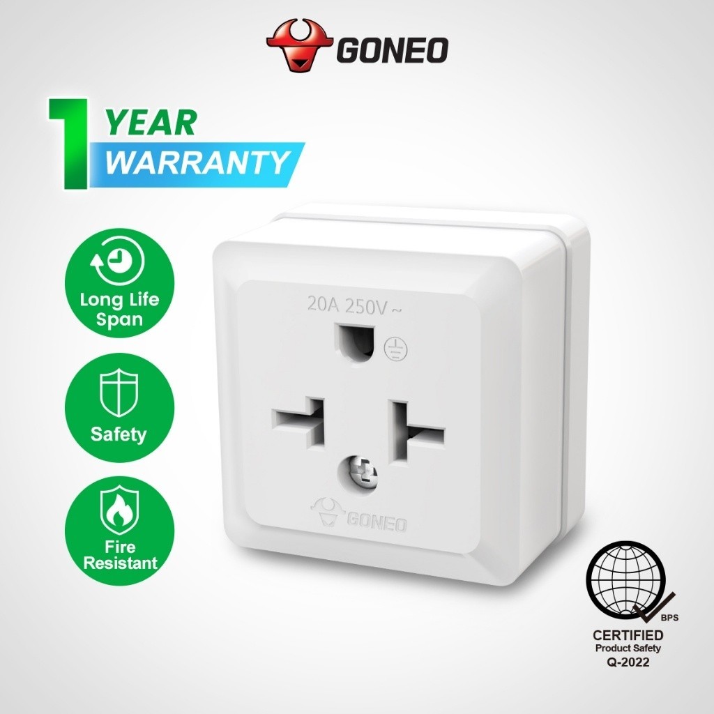 GONEO 1 Gang Aircon Wall Socket 20A, 250V - High Capacity Wall Socket ...