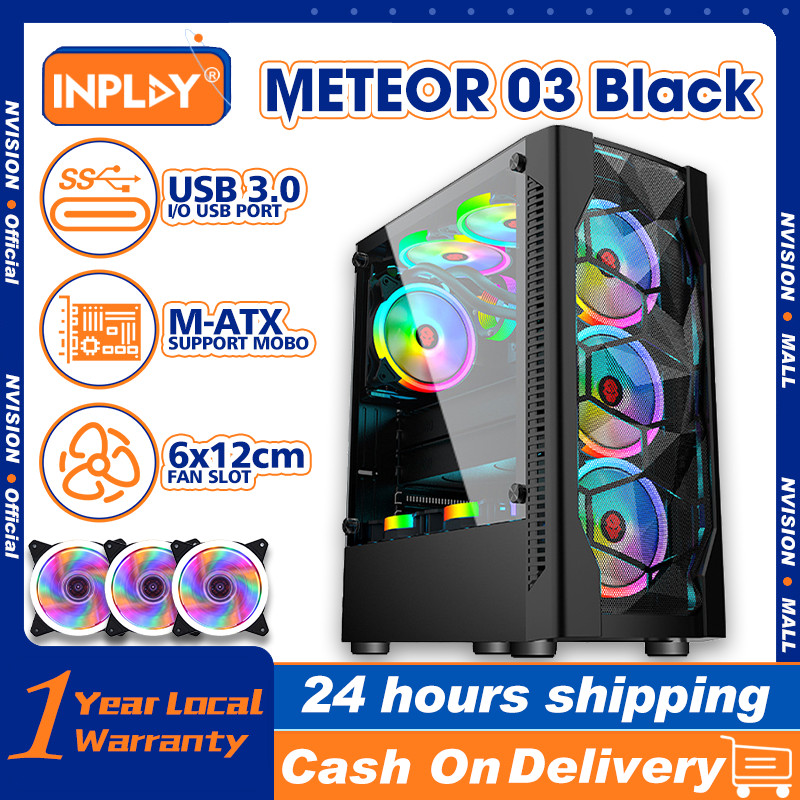 INPLAY Pc Case with Fans Computer Gaming Desktop Matx Table Tempered ...