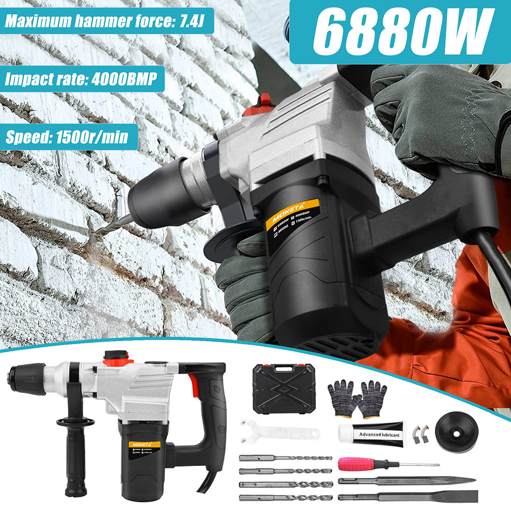 Demolition Breaker Hammer 6680W Concrete Breaker Demolition Drill Heavy ...