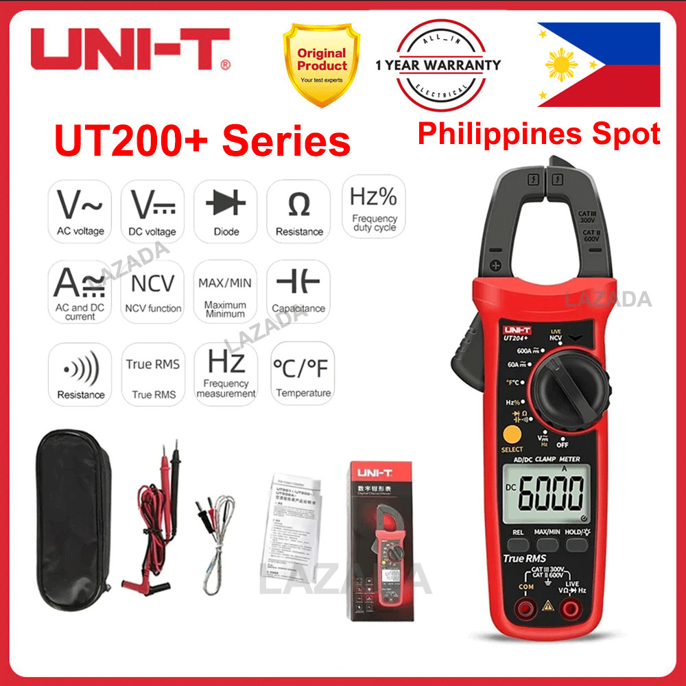 【Philippines Spot】UNI-T Digital Clamp Meter UT201+/UT202+/UT203+/UT204 ...