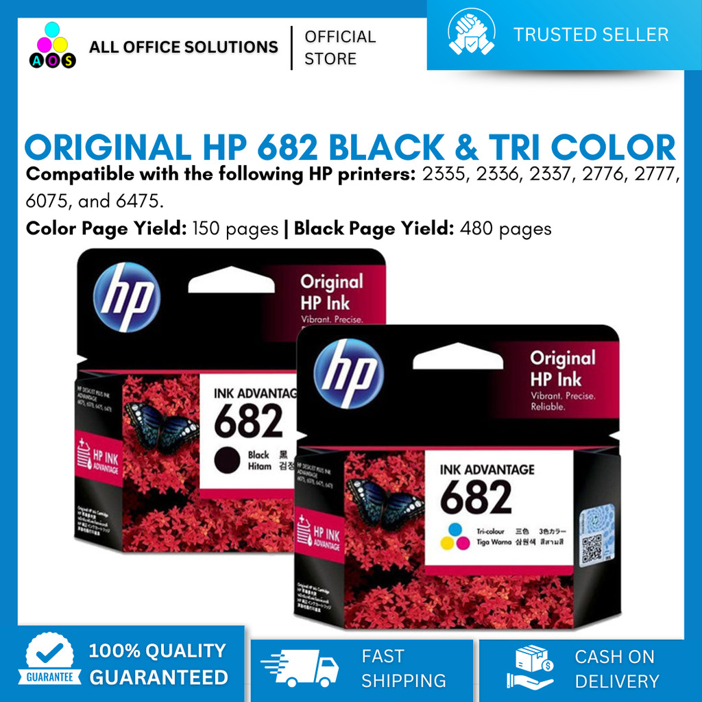 HP 682 Black & Tri-Color Original Ink Advantage Cartridge | Shopee ...