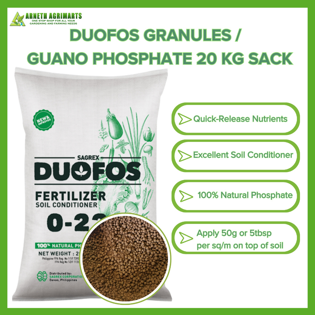DUOFOS GRANULES GUANO PHOSPHATE ORGANIC ( 0-22-0 + Ca 30 ) 20 KG SACK ...