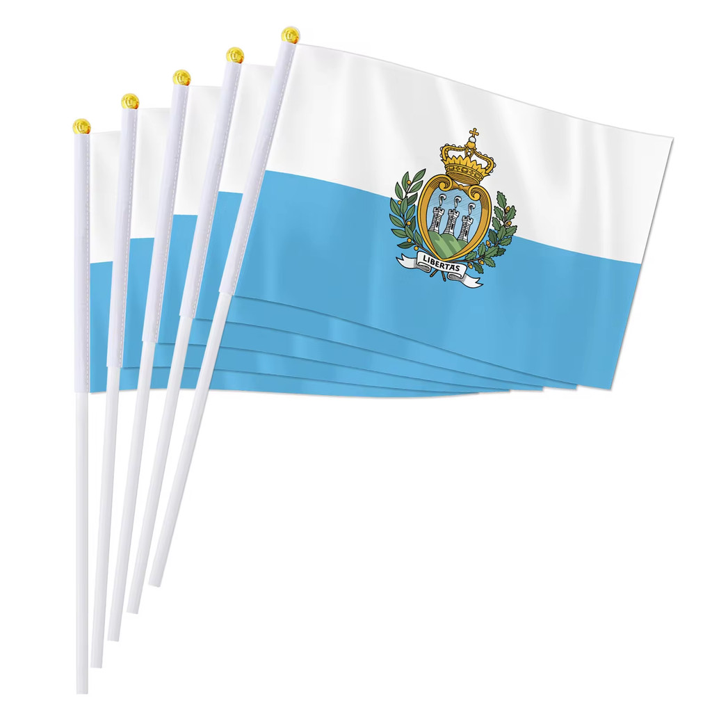 14*21cm San Marino Hand Flag, San Marinese National Hand Held Waving ...