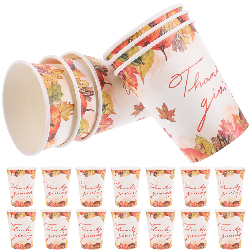 20pcs Thanksgiving Themed Paper Cups Fall Thanksgiving Drink Cups Paper ...