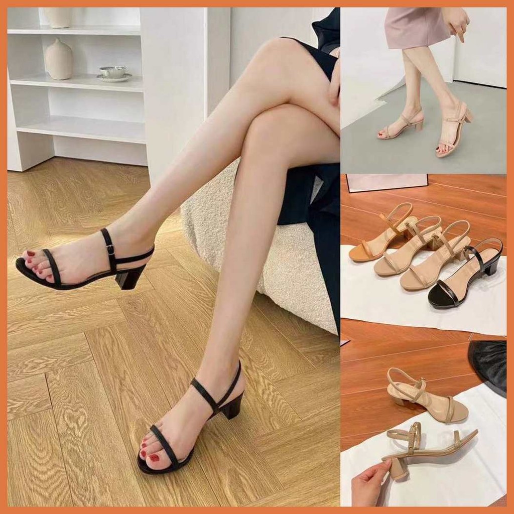 JK!i;COD^GI+908-10"B(fashion(LG}block)RD>heels}ww)sandals | Shopee ...