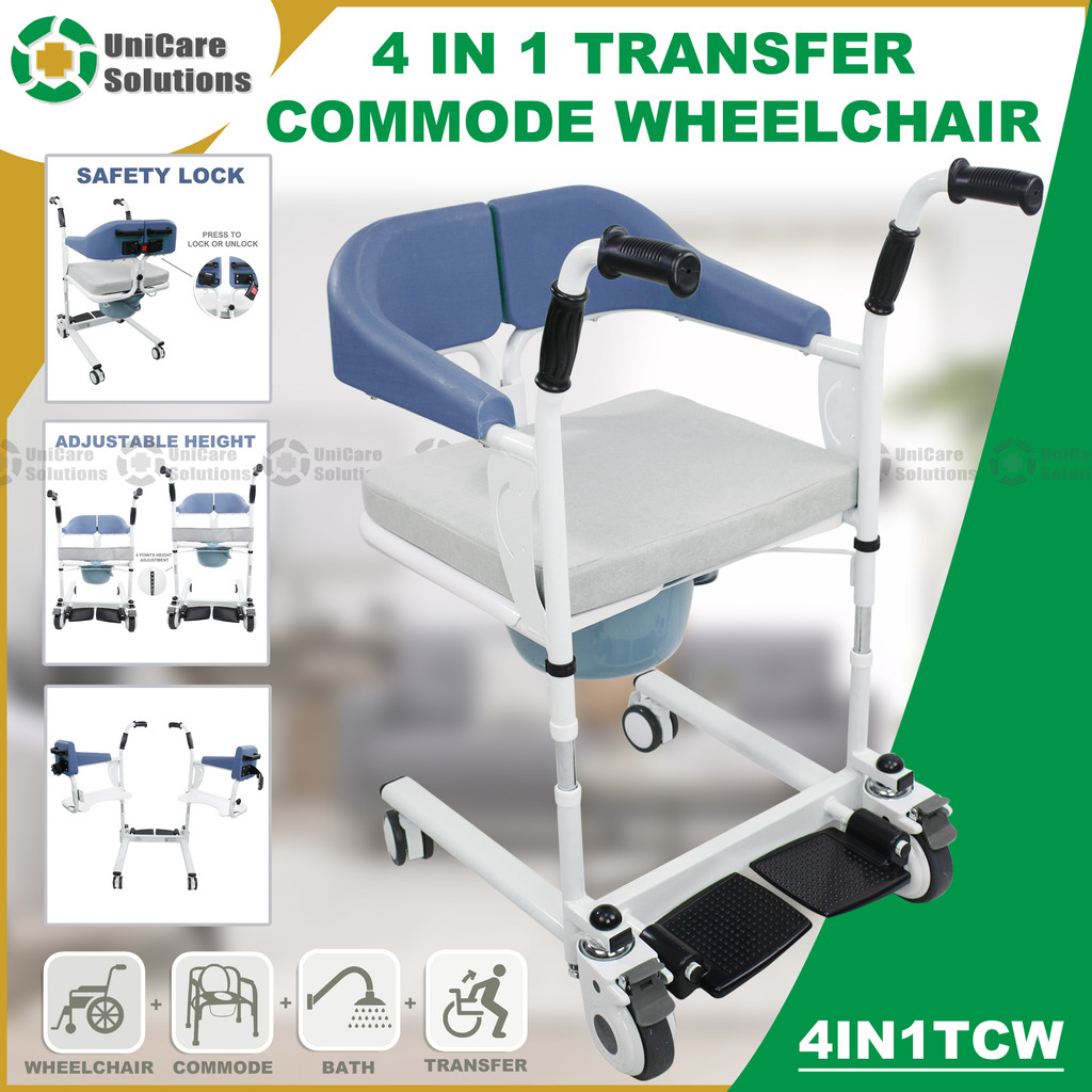 UniCare Solutions 4 in 1 Transfer Commode Wheelchair with Toilet ...
