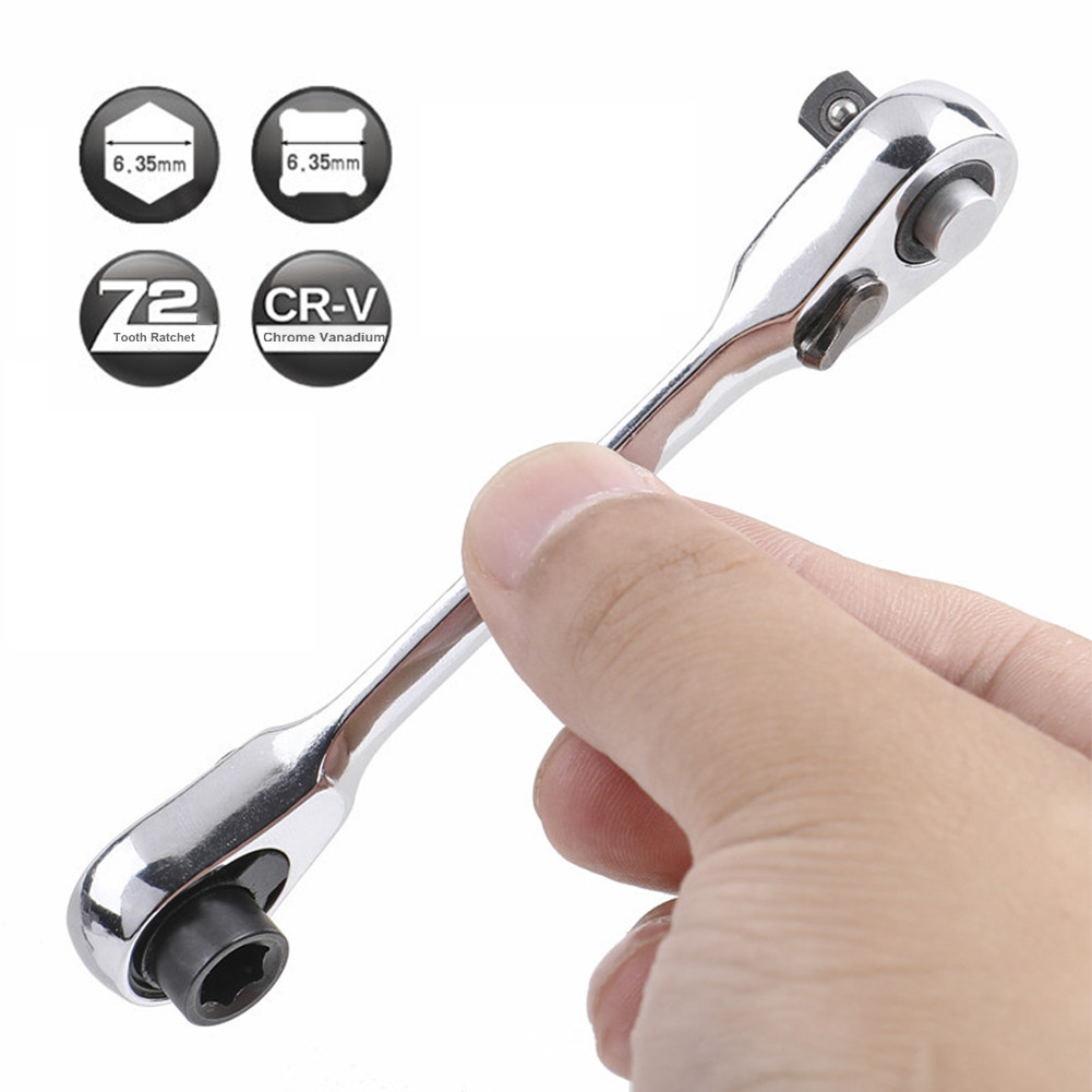 Double Ended Quick Socket Ratchet Wrench 1/4 Screwdriver Hex Torque ...