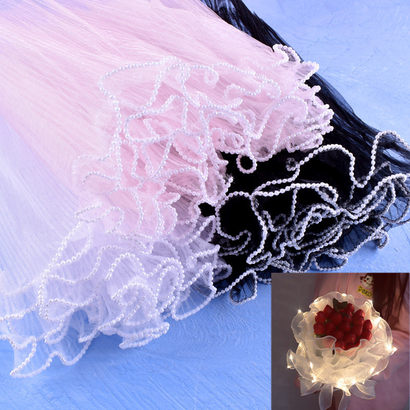 4.5 Yard Pearl Wave Yarn Flower Bouquet Package Mesh Wrapping Paper Diy ...