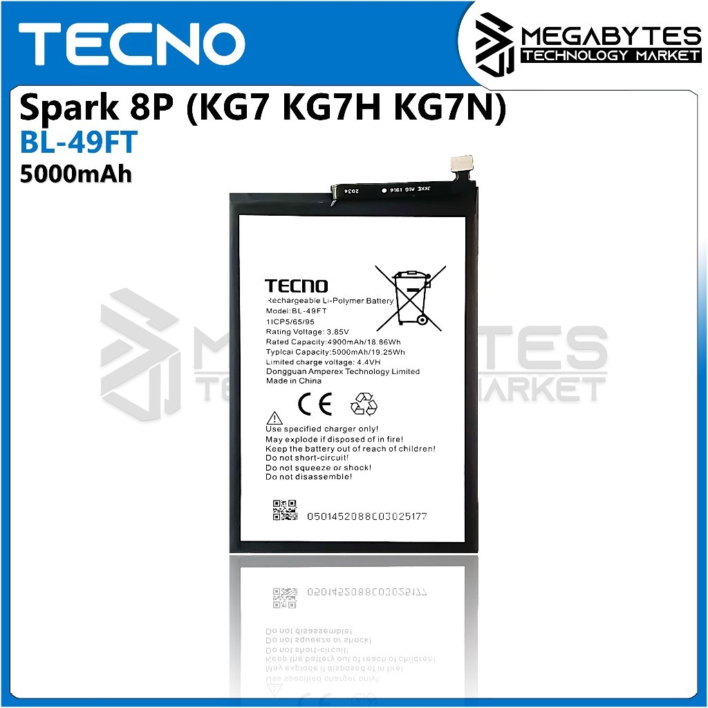 Megabytes Battery for Tecno Spark 8P | KG7H KG7 KG7N BL-49FT | Shopee ...