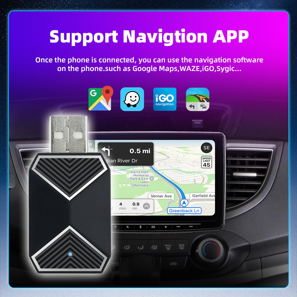 ☫2 In 1 Wireless CarPlay Android Auto AI Box Adapter BT 5Ghz WiFi Voice ...