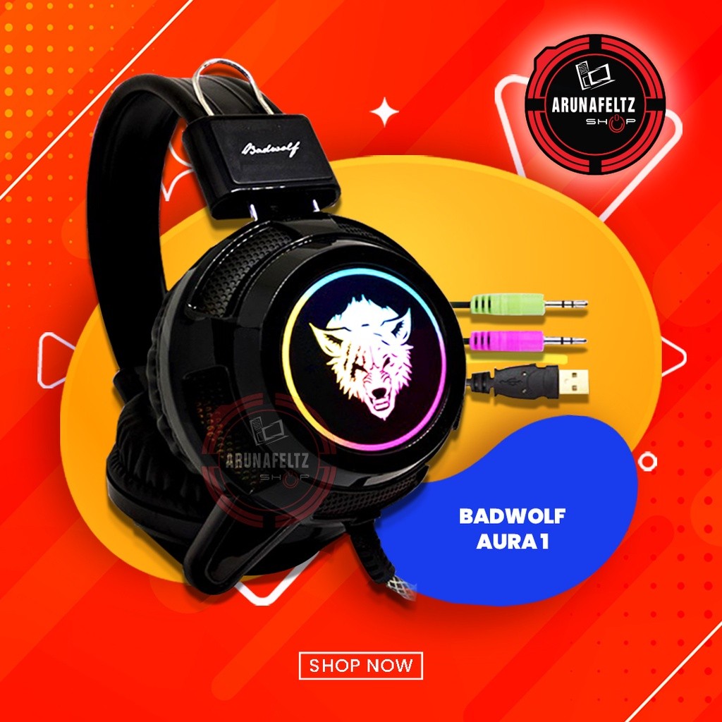 Aura%z@RGB+As+bL@Monster@oB+k@XB+Gaming@z z+Headset (Badwolf) | Shopee ...