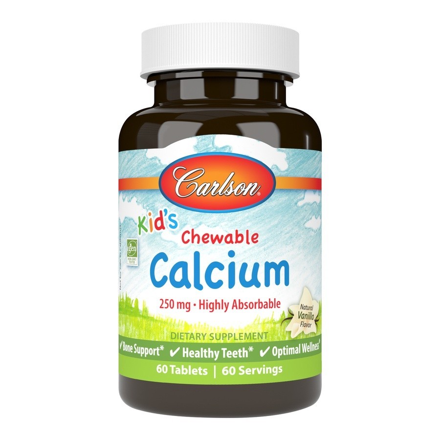 Carlson Kid's Chewable Calcium 250mg Natural Vanilla Flavor 60 Tablets ...