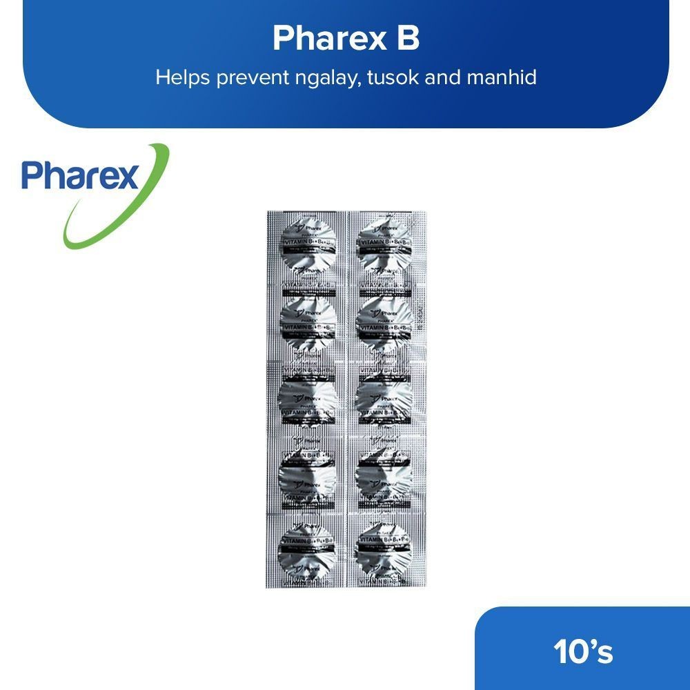 Pharex B-Complex 10 Tablets, Vitamin B1+B6+B12 - Prevention of ngalay ...
