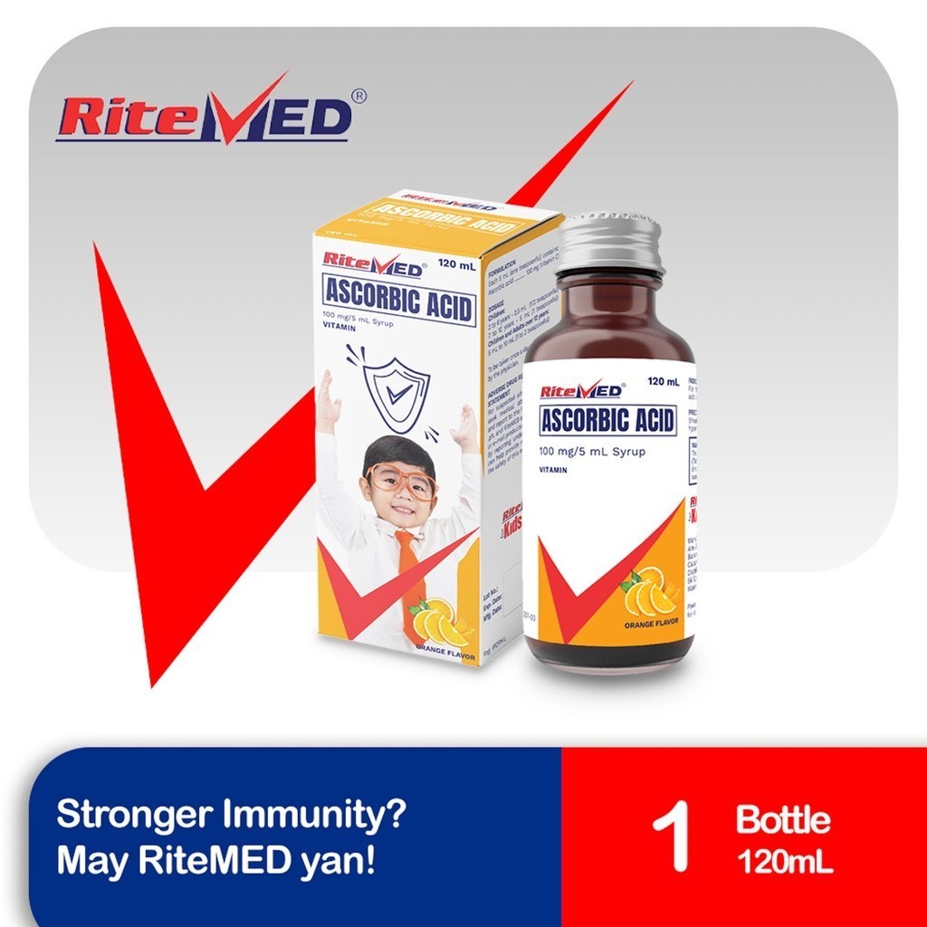 RiteMED Ascorbic Acid 100mg Syrup 120mL 1 Bottle (Vitamin C) | Shopee ...
