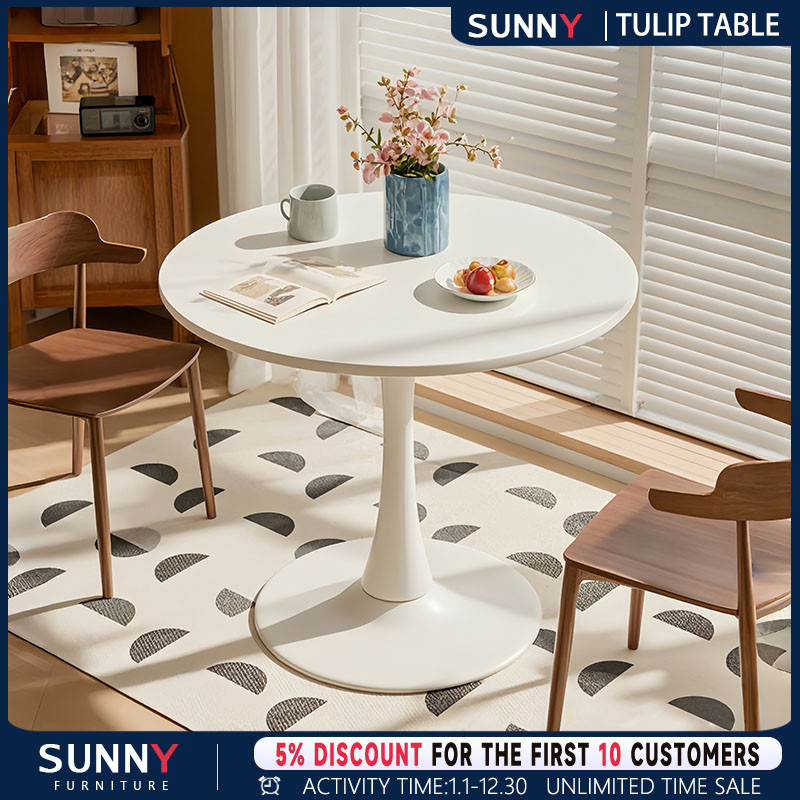 SUNNY Round Table Simple Tulip Table Coffee Table Dining Table Home Balcony Leisure Table 80*80 ...