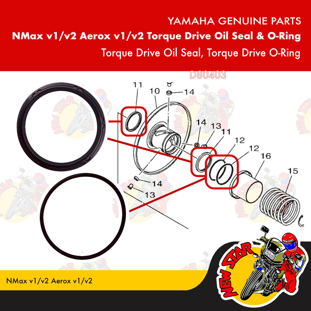 NMax v1/v2 Aerox v1/v2 Torque Drive Oil Seal & O-Ring Set | Genuine Yamaha parts | Shopee ...