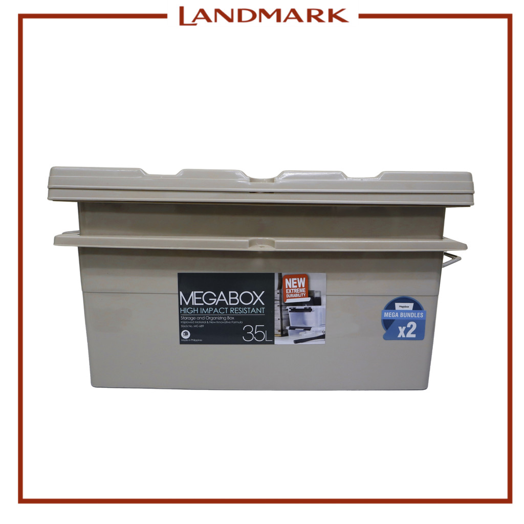 Megabox Storage Box 35L Set of 2 60 x 41.5 x 24cm (MG-689S) - Latte ...