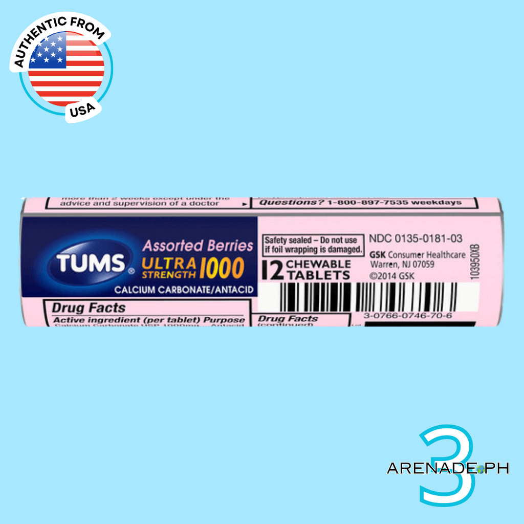 TUMS Ultra Strength Assorted Berries Chewable Tablets for Heartburn ...
