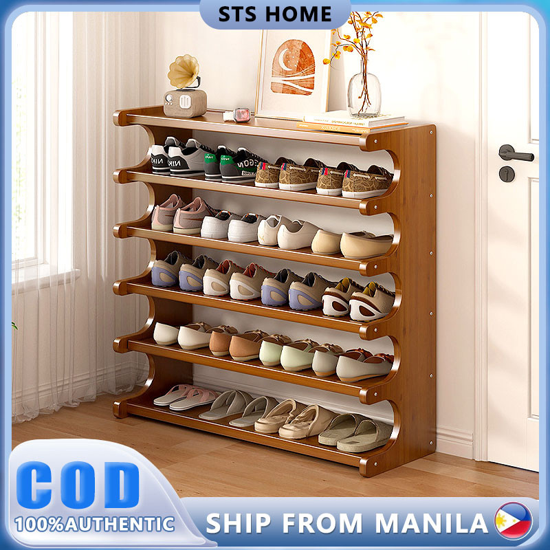Multi Layer Bamboo Shoe Rack Multifunctional Wooden Storage Shelf Desk ...