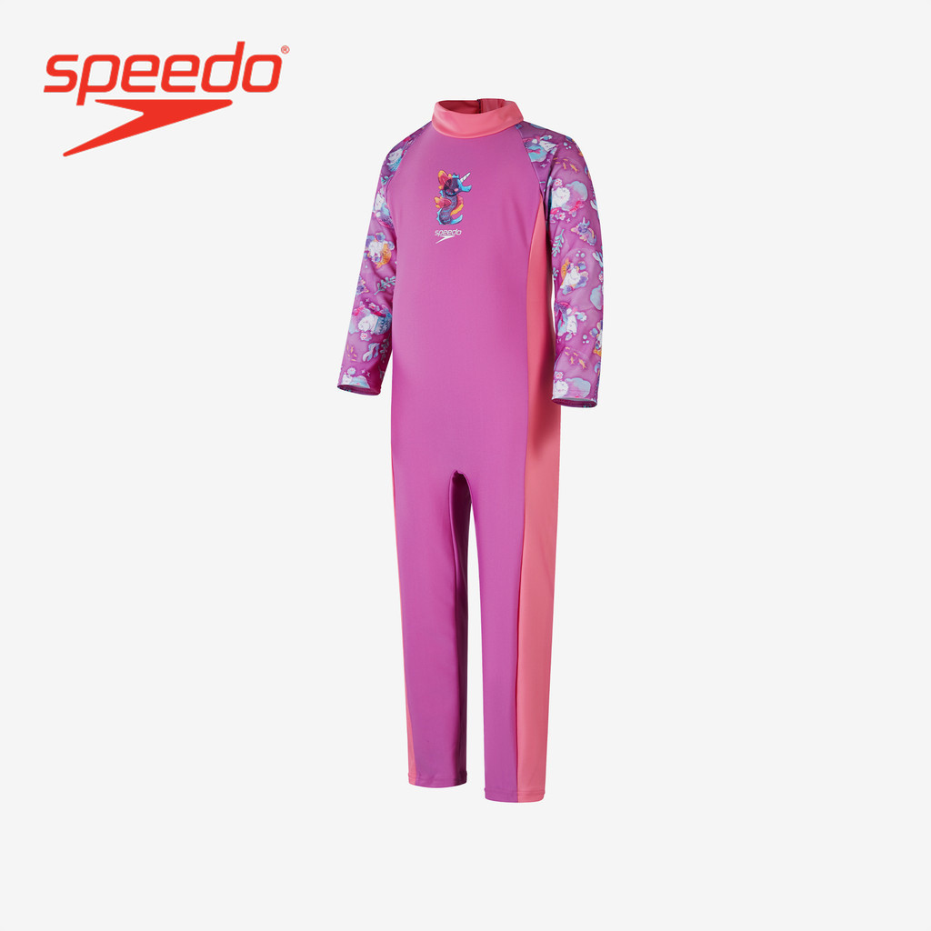 Speedo Kids Girl's Swimwear - Girls Printed All-In-One Sun Suit - -8 ...