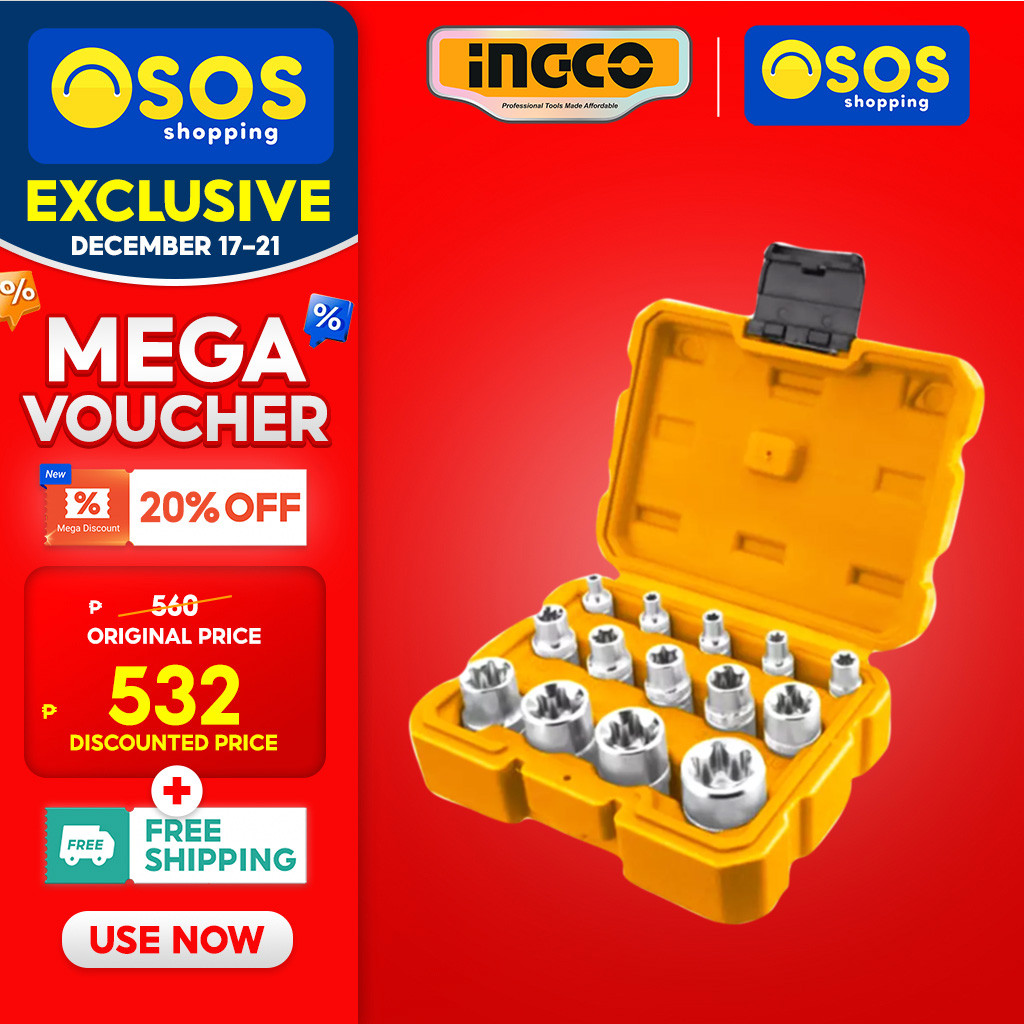 Ingco Original 14pcs E-Type Socket Set HKTETS0114 •OSOS• | Shopee ...