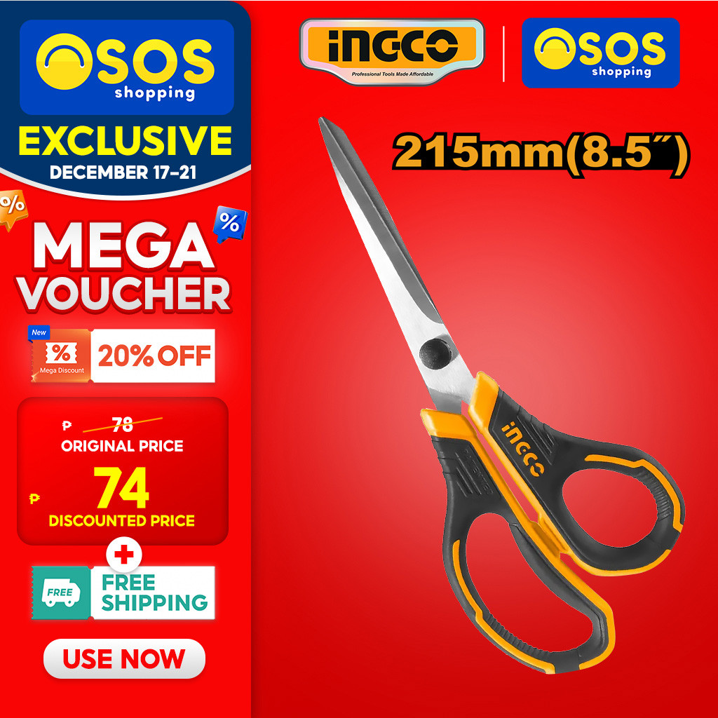 INGCO by OSOS HSCRS812001 Stainless Steel Scissors 8.5" | Shopee Philippines