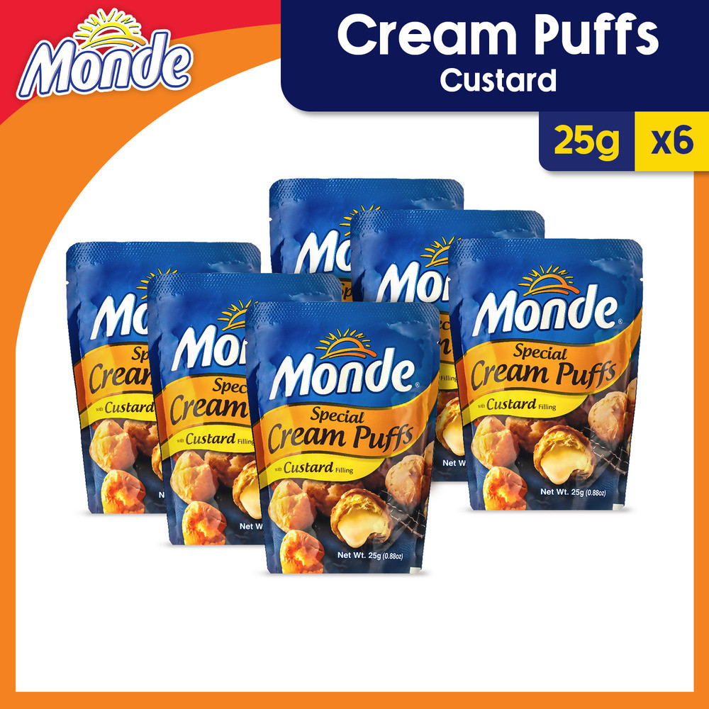 Monde Special Cream Puffs Custard 25gx6 | Shopee Philippines