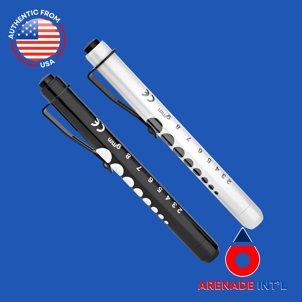 Risemart Pen Lights with Pupil Gauge and Ruler for Nurses 2 Pack ...