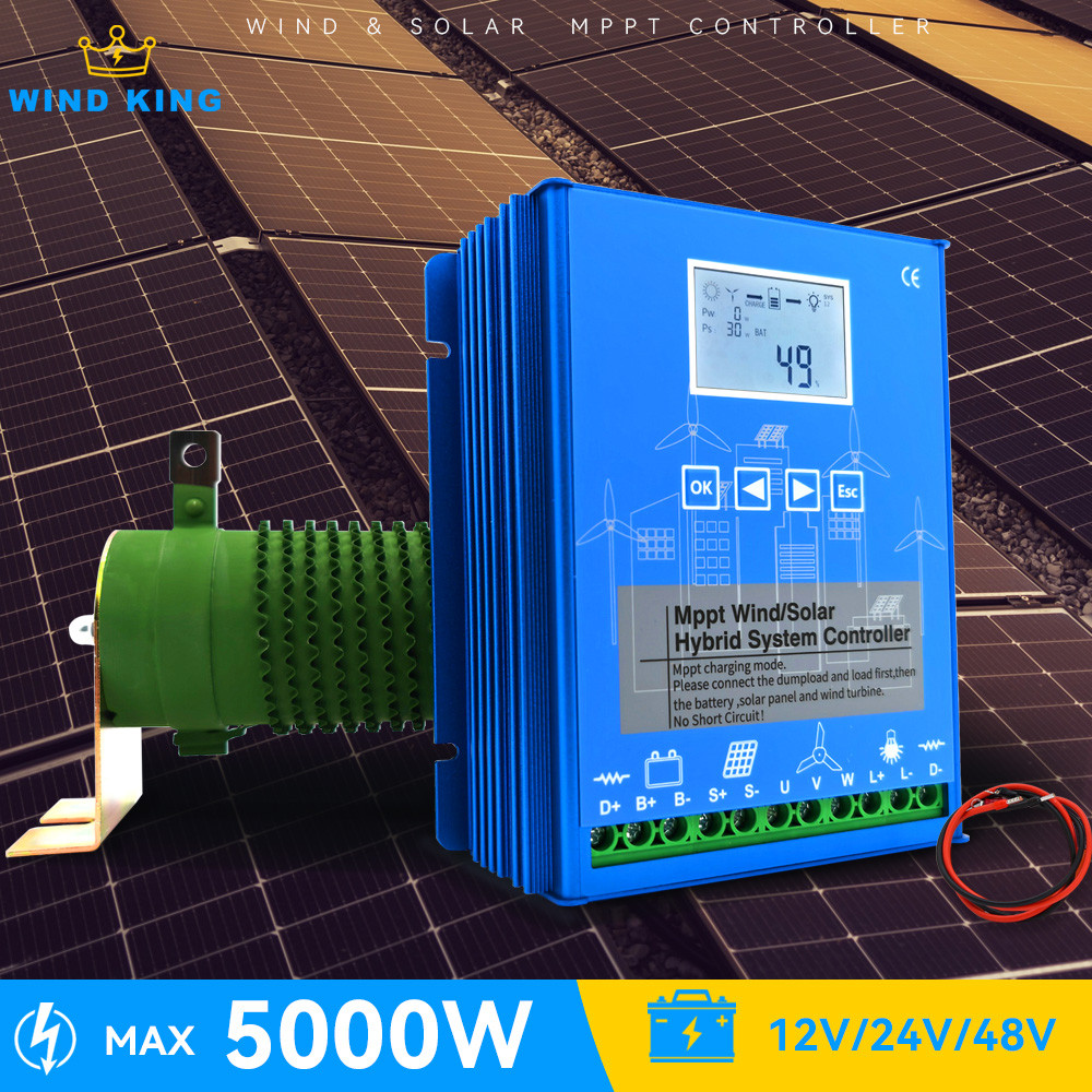 ♀WindKing MPPT Hybrid Charge Controller Max input 5000W Wind & Solar Hybrid System 12v 24v 48v A ...