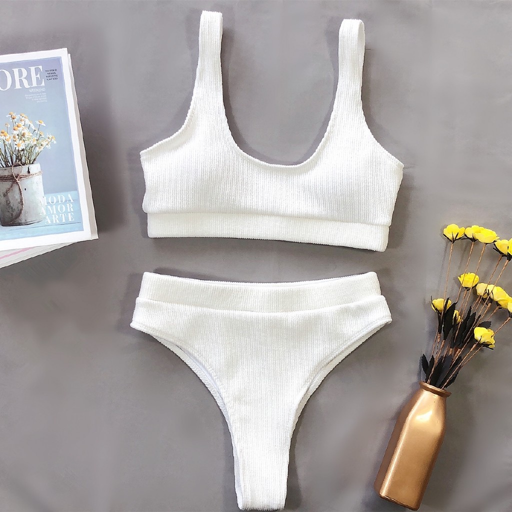 Women Bikini Knit High Belt Bathing Suit | Shopee Philippines