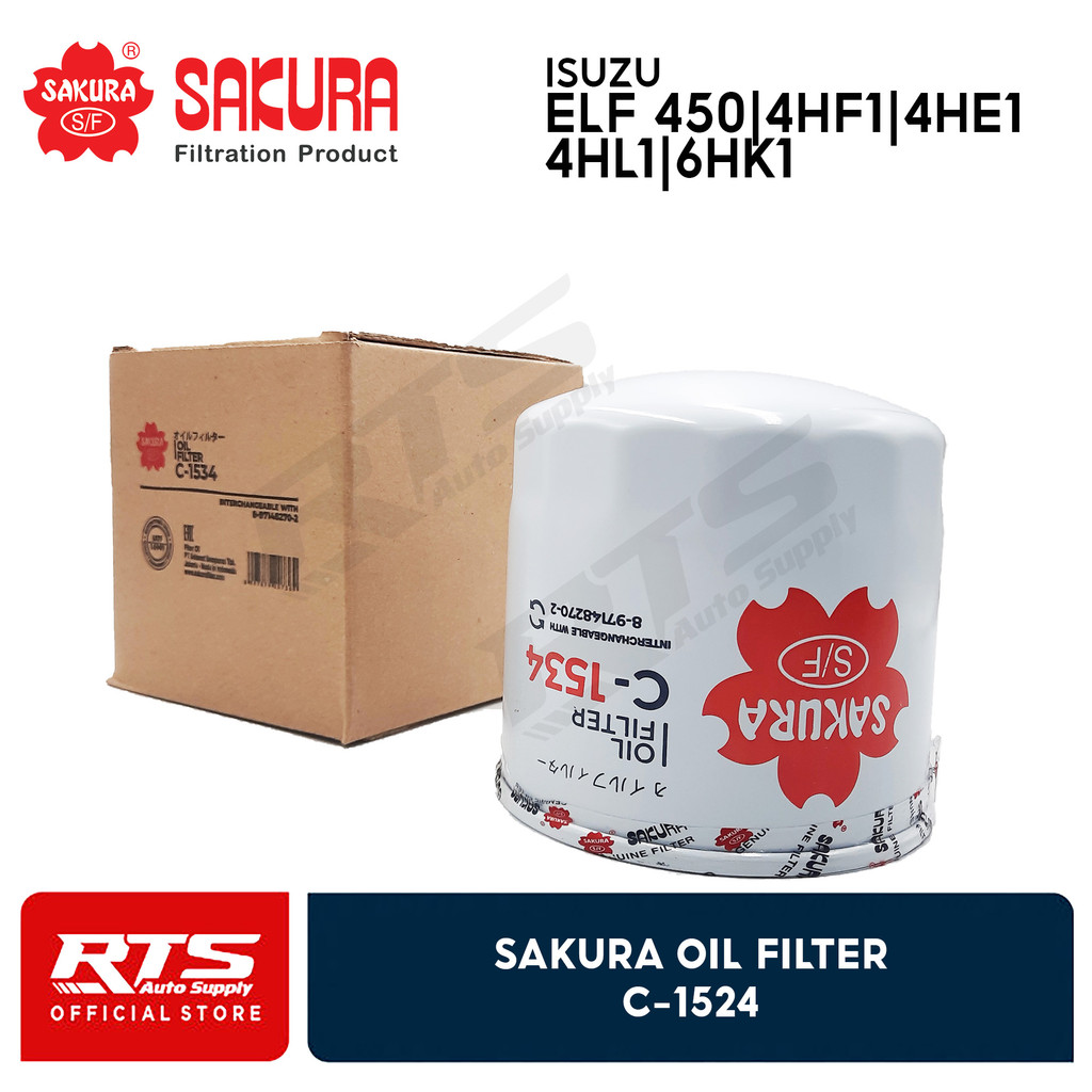 Sakura Oil Filter for Isuzu Elf 450 4HF1 4HE1 4HL1 6HK1 ( C526 ) C1534 ...