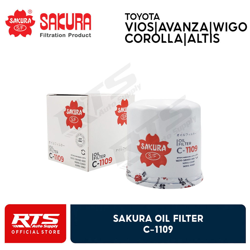 Sakura Oil Filter for Toyota Vios / Avanza / Corolla / Wigo / Altis / ( C110 ) C1109 ( 1 Pc ...