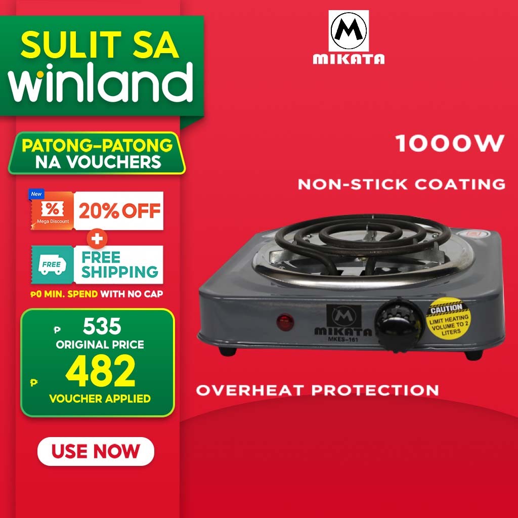 Mikata by Winland Single Burner Electric Stove 230V 1000W Non-Stick Coating MIK-MKES-161 ...