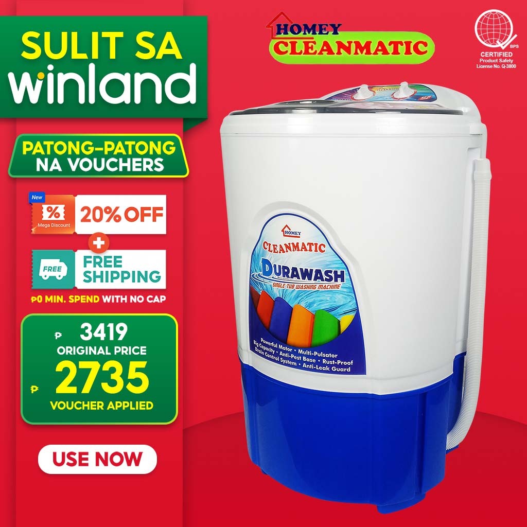 Homey by Winland Cleanmatic 8.5Kg Single Tub Washing Machine with Free ...