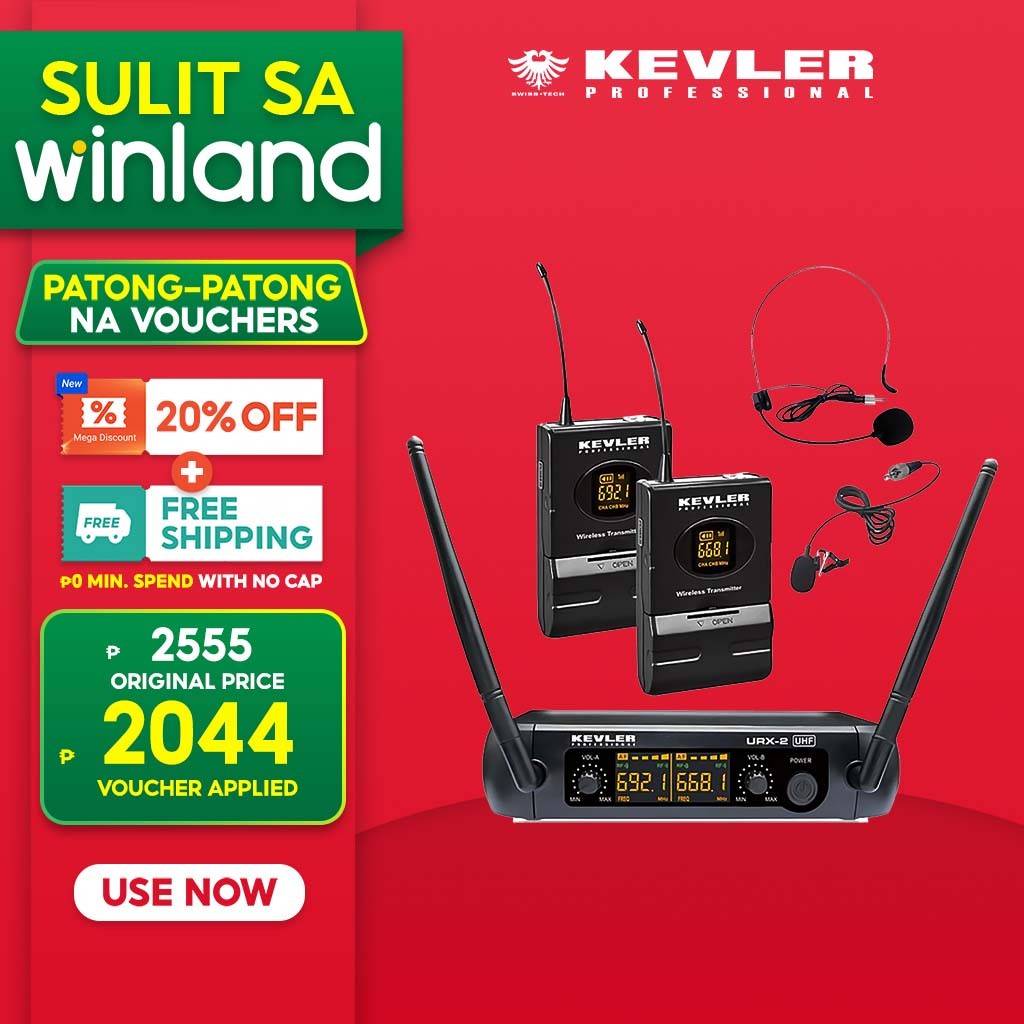 Kevler by Winland Dual UHF Belt Pack Lapel Wireless Microphone with 16 ...