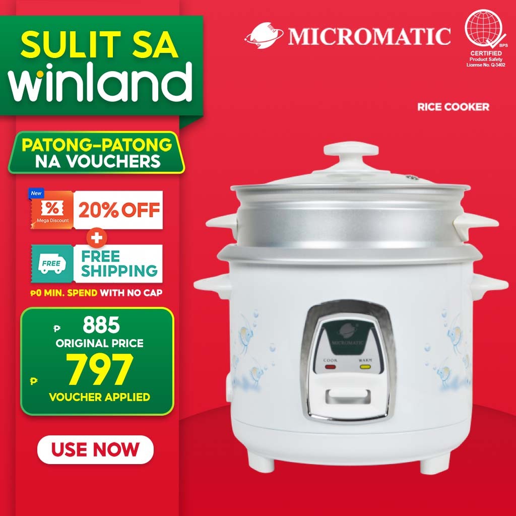 Micromatic by Winland Rice Cooker 1L 5Cups of Rice w/ Food Warmer & Steamer Rack 400watts MRC ...