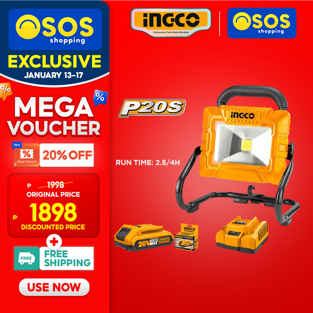 INGCO by OSOS Lithium-Ion Portable Work Lamp POWERSHARE 20V CWLI20258 ...
