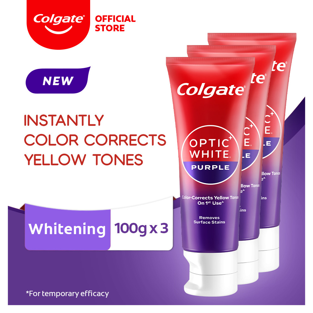 Colgate Optic White Whitening Toothpaste Purple, Color-Corrects Yellow ...