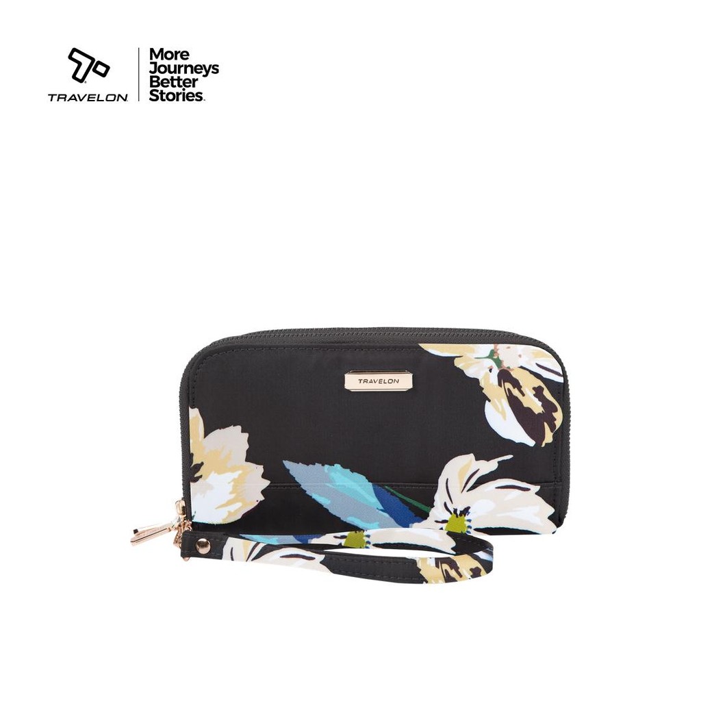 Travelon RFID Blocking Double Zip Wallet - Midnight Floral | Shopee ...