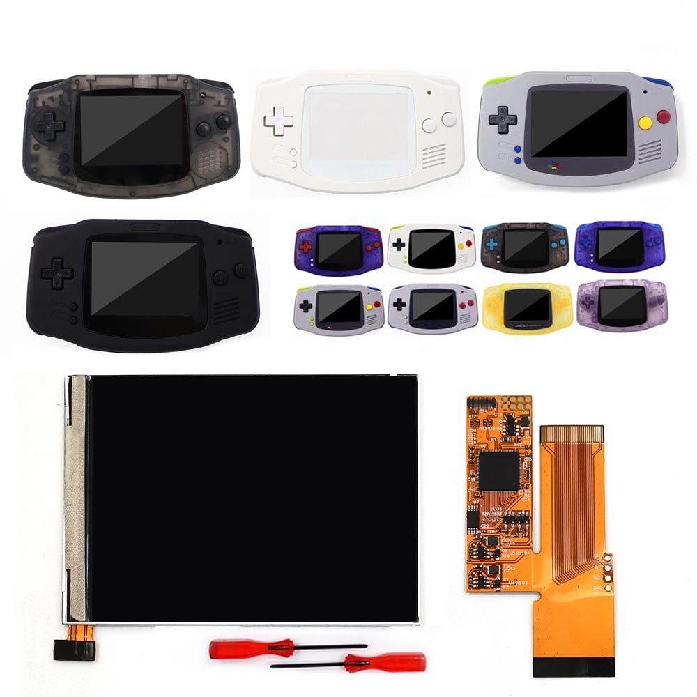 GBA IPS V2 Backlight Screen Kits 10 Levels Brightness LCD With Color ...