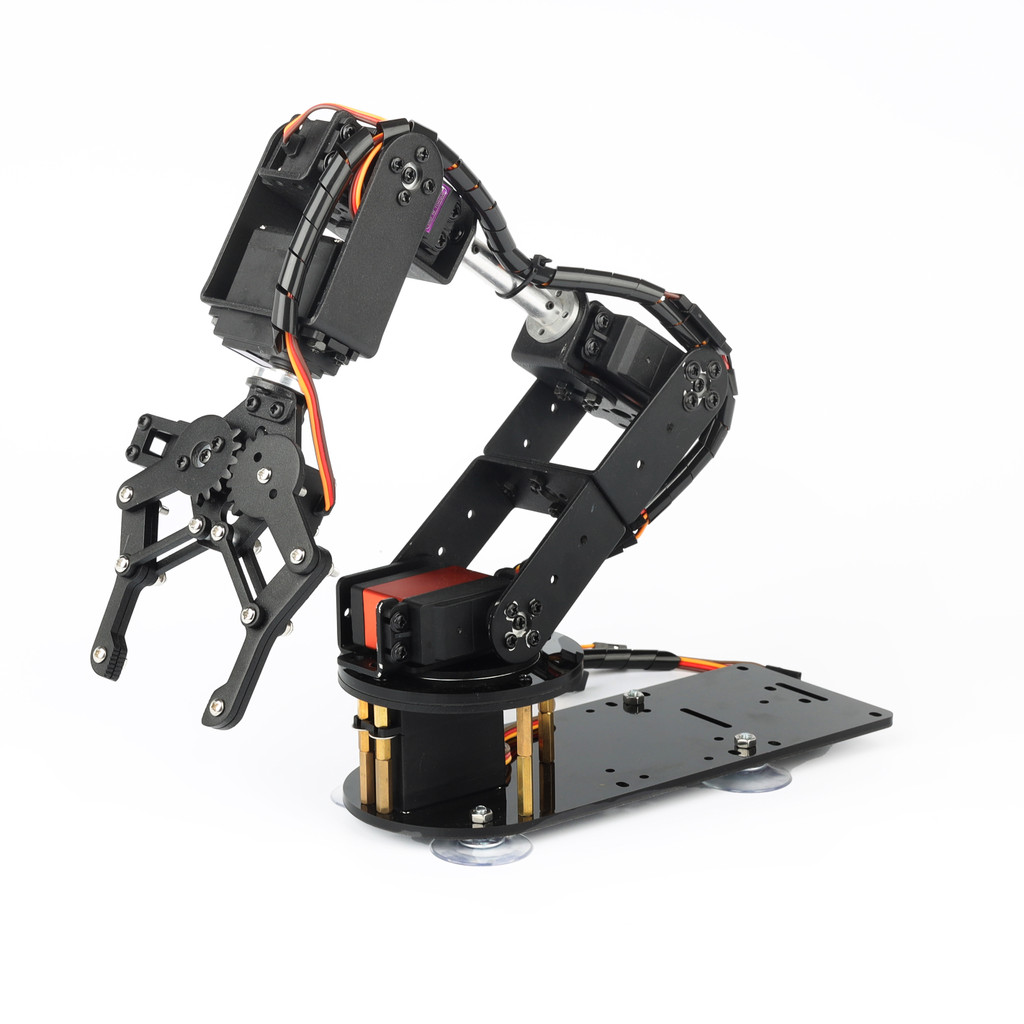 Black 6 DOF Robotic Arm with MG996 180/360 Degree Metal Rotating Base ...